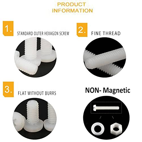 73 Pieces Non-Magnetic Nylon Round Head Bolt Screw Nut Washer Assortment Kit with Screwdriver and Storage Box - M2 M2.5 (6mm-20mm)for Most Turntable Cartridge Headshell Mounting