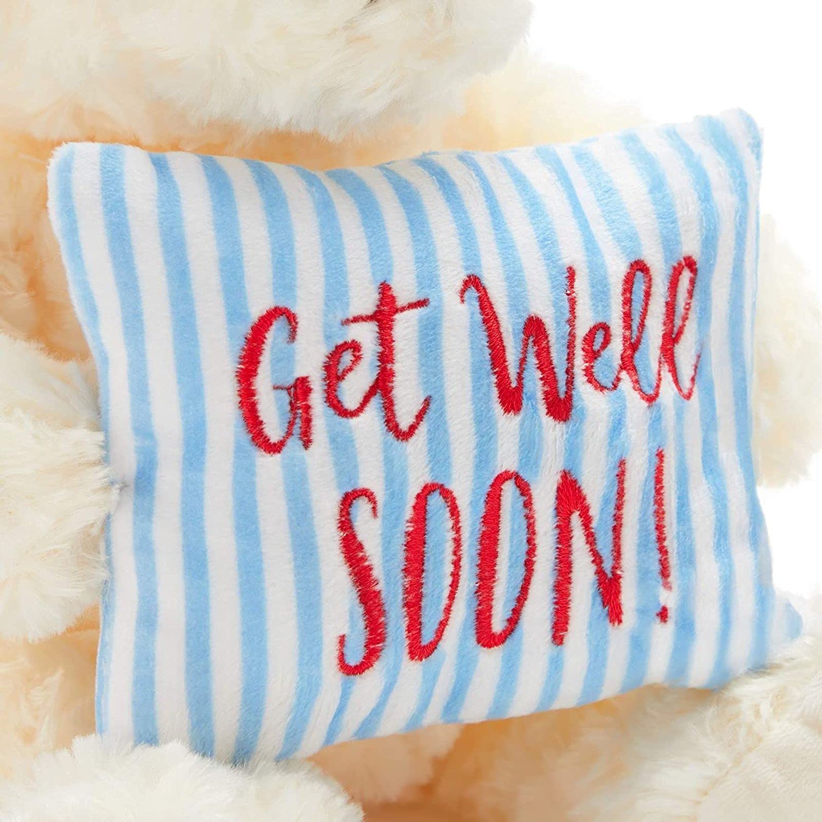 BLUE PANDA Get Well Soon Teddy Bear, Stuffed Animal Gift (9.25 x 8 x 6 in, White)