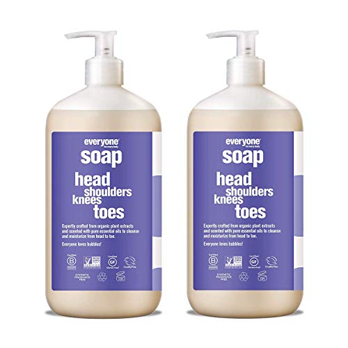 Everyone 3-in-1 Kids Soap, Body Wash, Bubble Bath, Shampoo, 32 Ounce (Pack of 2), Lavender Lullaby, Coconut Cleanser with Plant Extracts and Pure Essential Oils