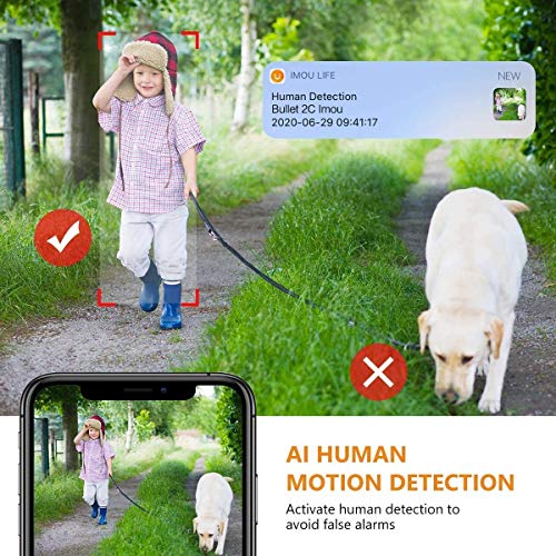 Imou Security Camera Outdoor Color Night Vision with Spotlight & Siren, 2.4G WiFi Camera IP67 for Home Security, 1080P with Human Detection, 2-Way Audio, Ethernet Port and SD Card Slot, Bullet 2