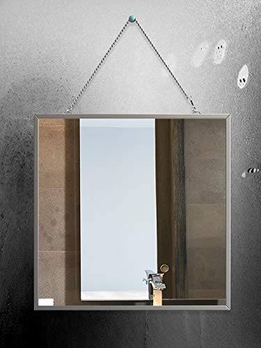Liootech Fogless Shaving Shower Mirror, Fog Free Mirror Narrow Bezel Ultra-ThinĀ 6.7 inch Metal Frame with 2 Stainless Steel Chains 17.3 & 10.6 inch