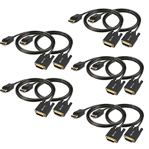 UKYEE Displayport to DVI Cable 6ft 10-Pack, Display Port (DP) to DVI Adapter Cord Male to Male Compatible with Computer,Laptop,PC,Monitor,Projector,HDTV -Black