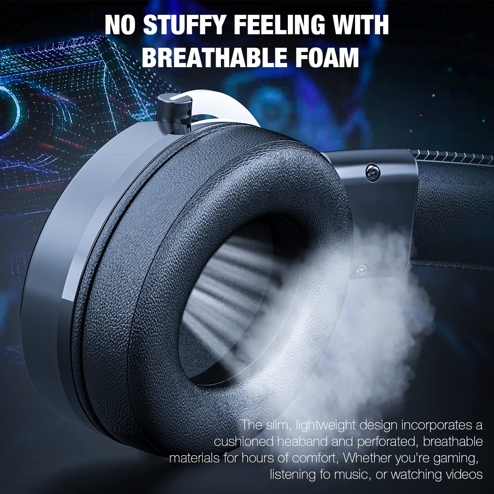 edonka Gaming Headset X 10, Noise Canceling Gaming Headphones with RGB Light,7.1 Surround Sound Crystal Clear Mic for PS5, PS4, Xbox One, PC, Mac