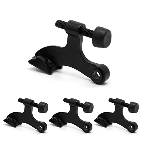 4 Pack Hinge Pin Black Door Stopper, Adjustable Heavy Duty Hinge Pin Door Stop with Black Rubber Bumper Tips