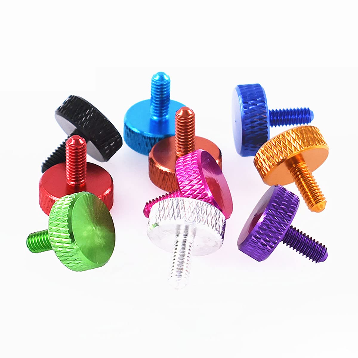 5pcs/lot M3 Knurled Colourful Aluminum Thumb Screws 5 6 8 10 12 16 20mm - 50mm Plain Head Hand Tighten Screws for Computer Case (Color : Silver, Size : 12mm)