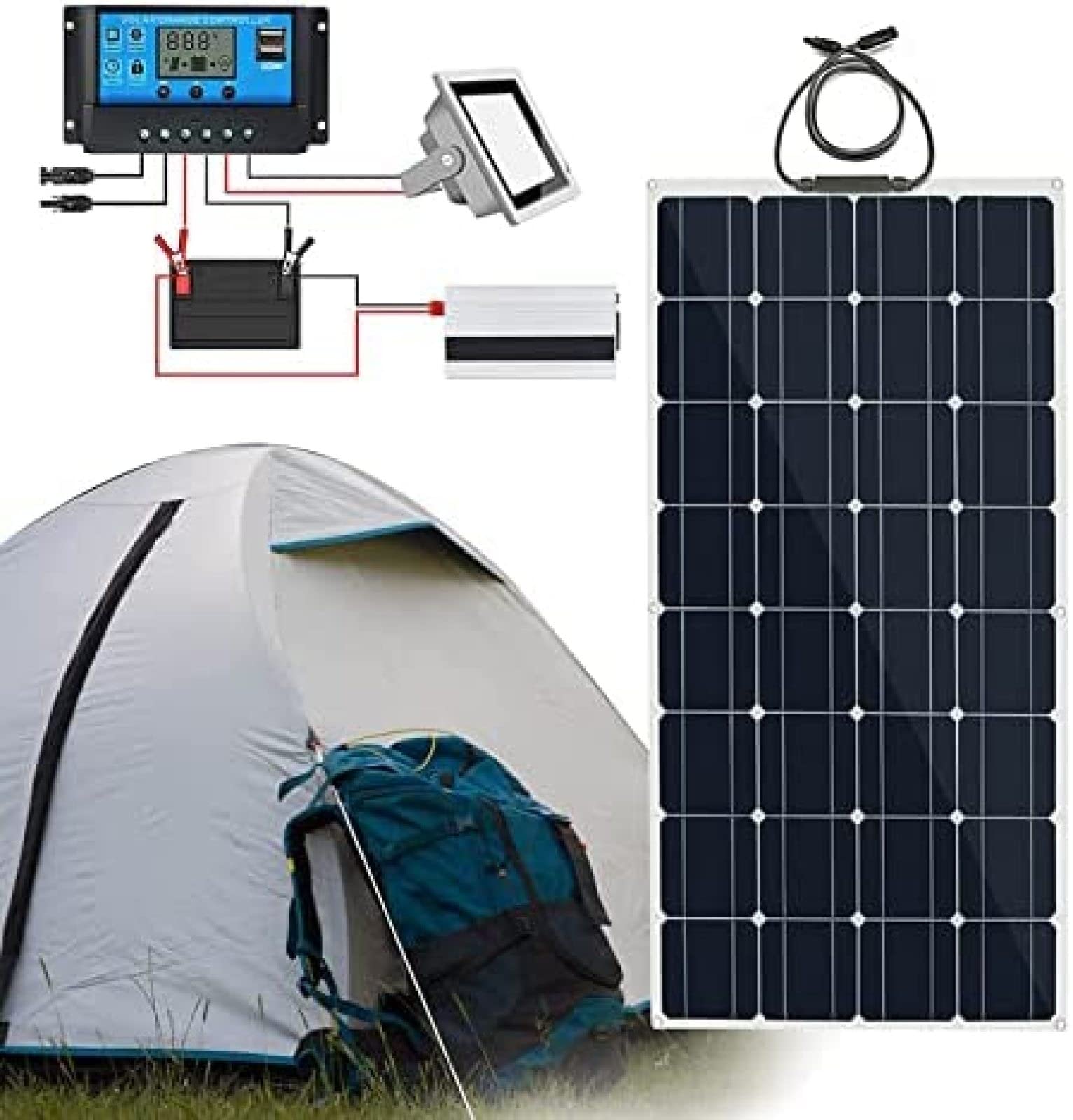 800 Watt Solar Panel Kit Portable Power Station, High-Efficiency Monocrystalline Module PV Power for House Camping Rvs and Tents with 40A Charge Controller,1x800W,Amazing36