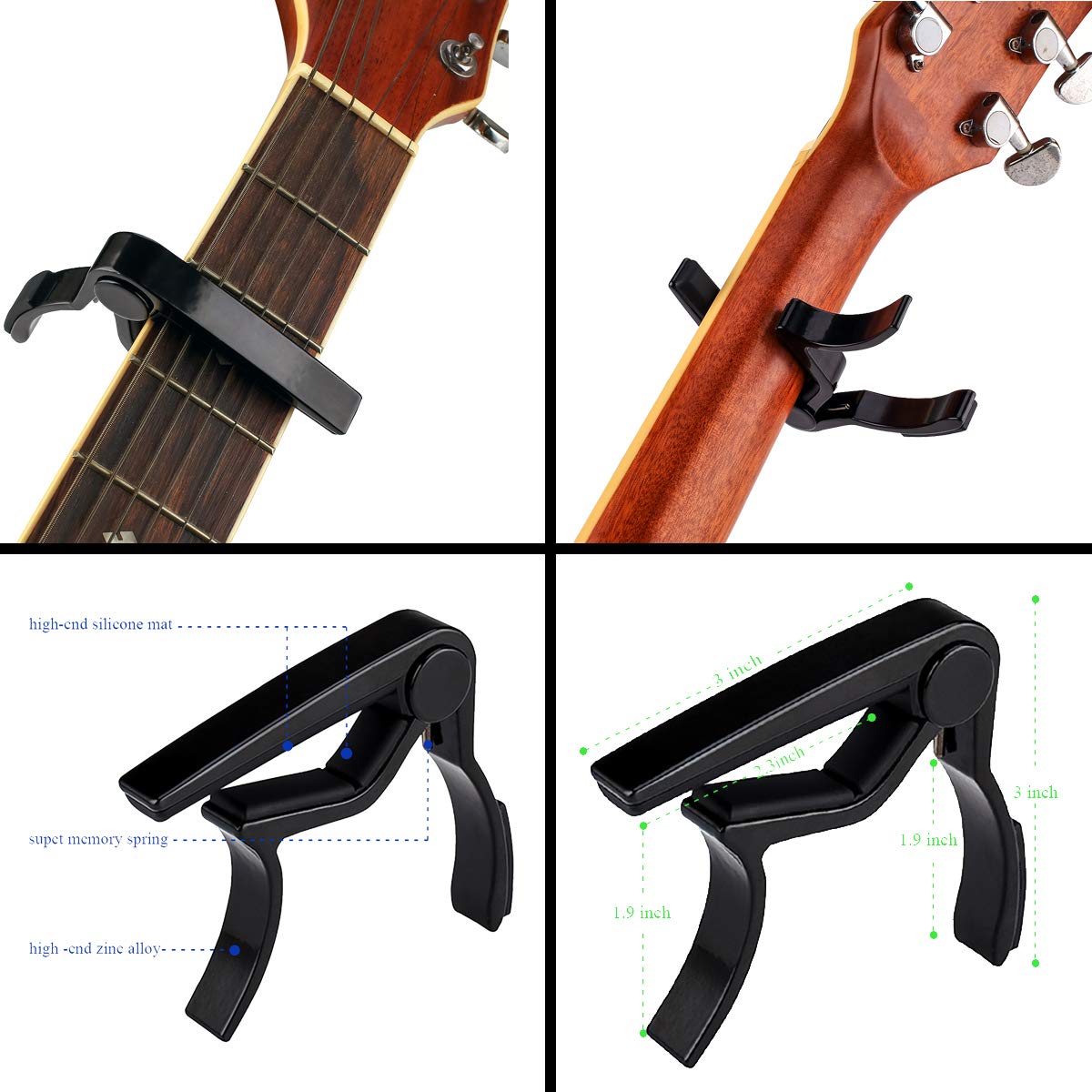 Capo,Guitar Capo,with 5 Pack Guitar Picks,Guitar Capos,for Acoustic Guitar,Electric Guitar,Bass,Ukulele (Black)