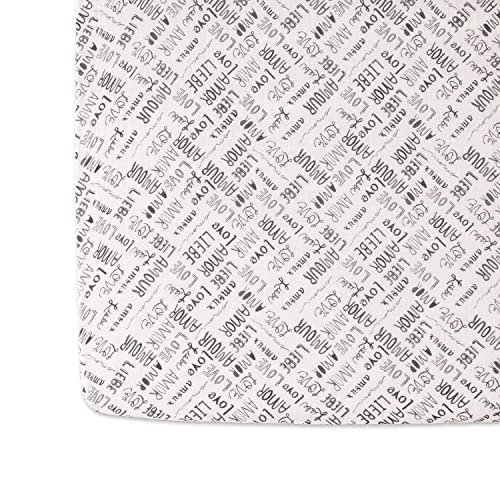 Red Rover Kids All-Cotton Muslin Fitted Crib Sheet- 52”x 28”x 9”- 100% Cotton – Machine Washable – Lightweight & Breathable – Playful Designs – Nursery, Crib, Bed – Unisex (Love Language)