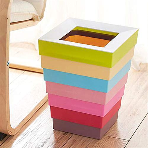 TETARI Trash Can Trash can Household Kitchen Plastic Black and White Strip (15 * 23 * 30cm) Foldable 1L Trash can, Plastic Recycling bin, Sorting Bracket, Trash can