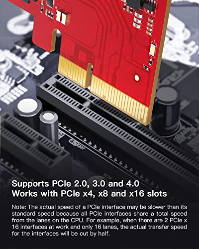 Inateck PCIe to USB 3.2 Gen 2 Card with 20 Gbps Bandwidth, 3 USB Type-A and 2 USB Type-C Ports, RedComets U21