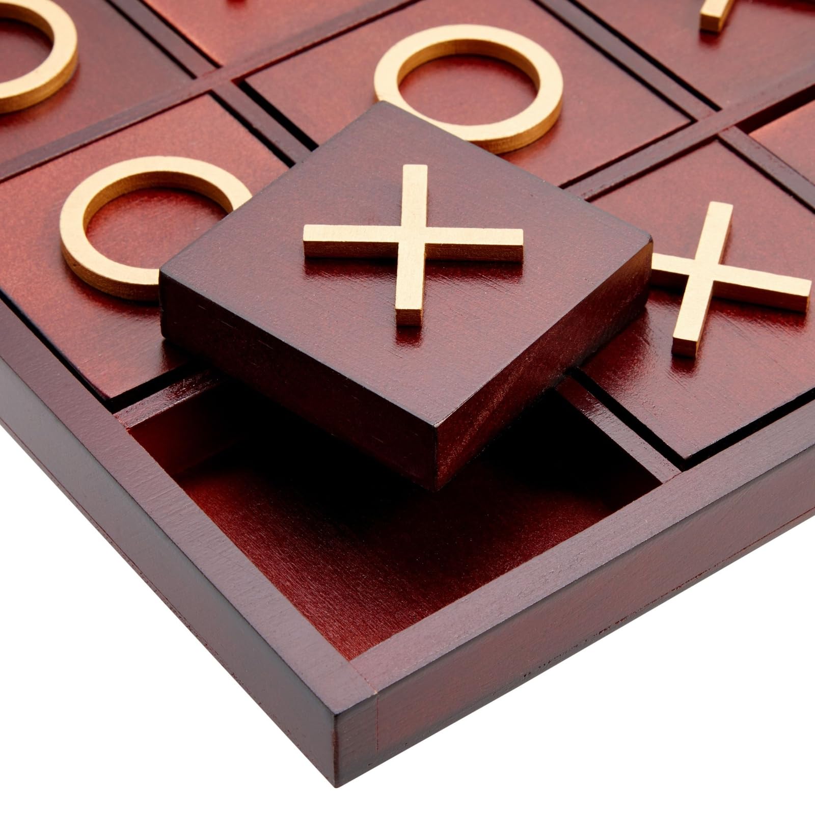 9.5-inch Wooden Tic Tac Toe Game, Decorative Coffee Table Games for Adults and Family Activities