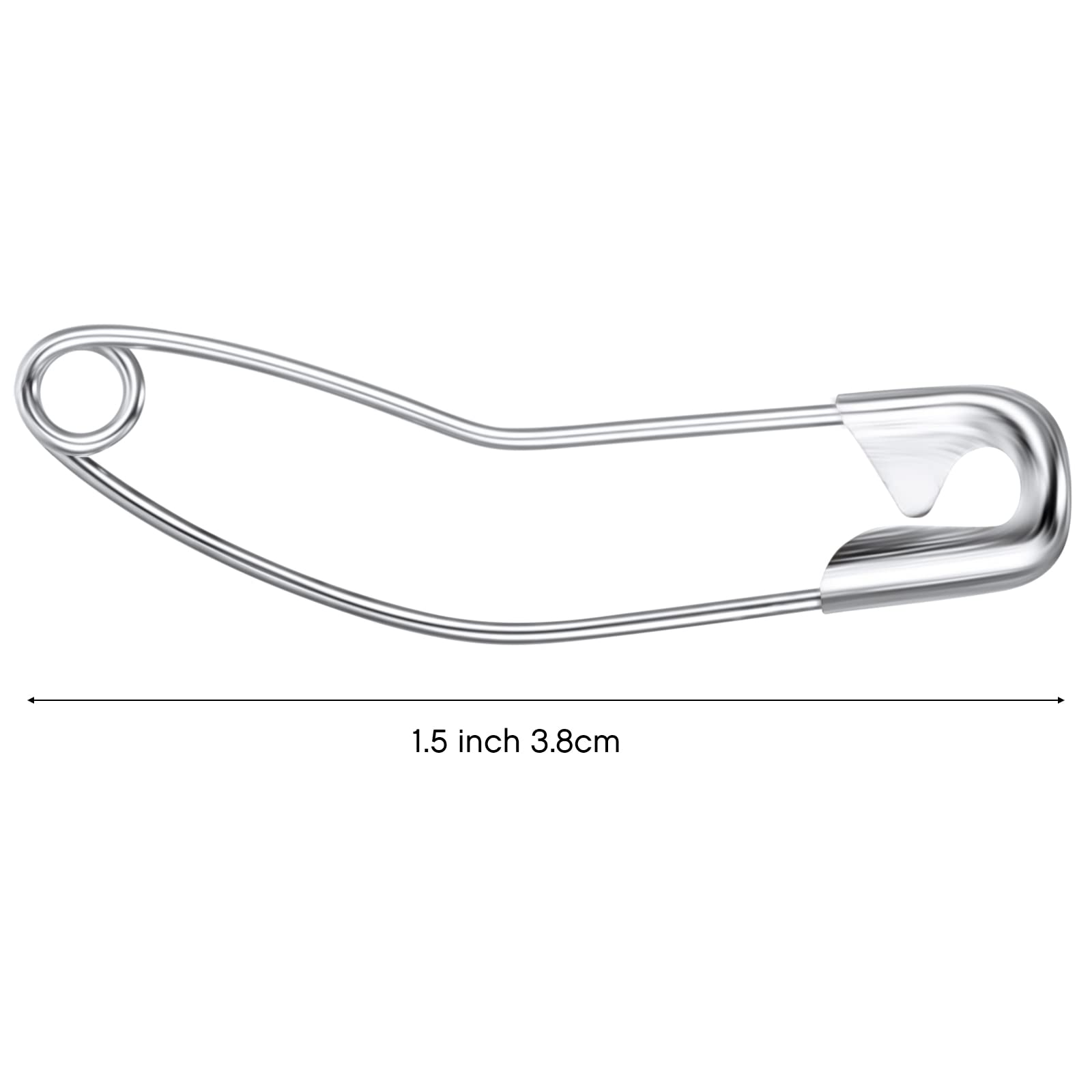 TSHD 100 Pack Curved Safety Pins 1.5 inch Size 2 for Quilting Sewing,Basting Pins