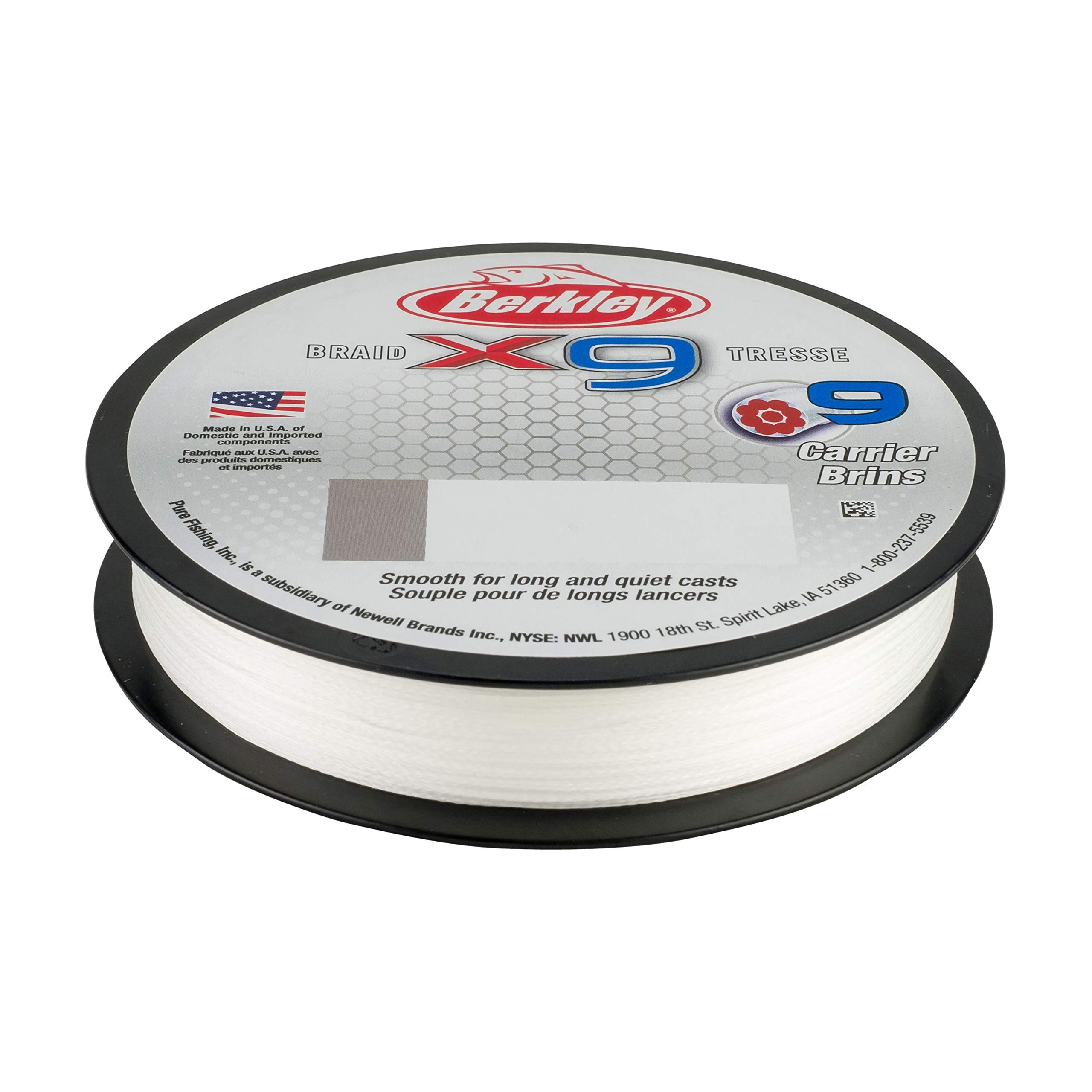 Berkley x9 Braid Superline, Crystal, 8lb test | 20 lbC | 9.0kg, 328yd | 300m Fishing Line, Suitable for Freshwater and Saltwater Environments
