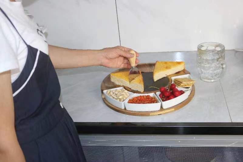 Acacia Wood Cheese Cutting Board Set - Charcuterie Board Set and Cheese Serving Platter with Utensil Set and Ceramic Bowls Slate Cheese Boards Perfect Meat/Cheese Board and Knife Set for Entertain