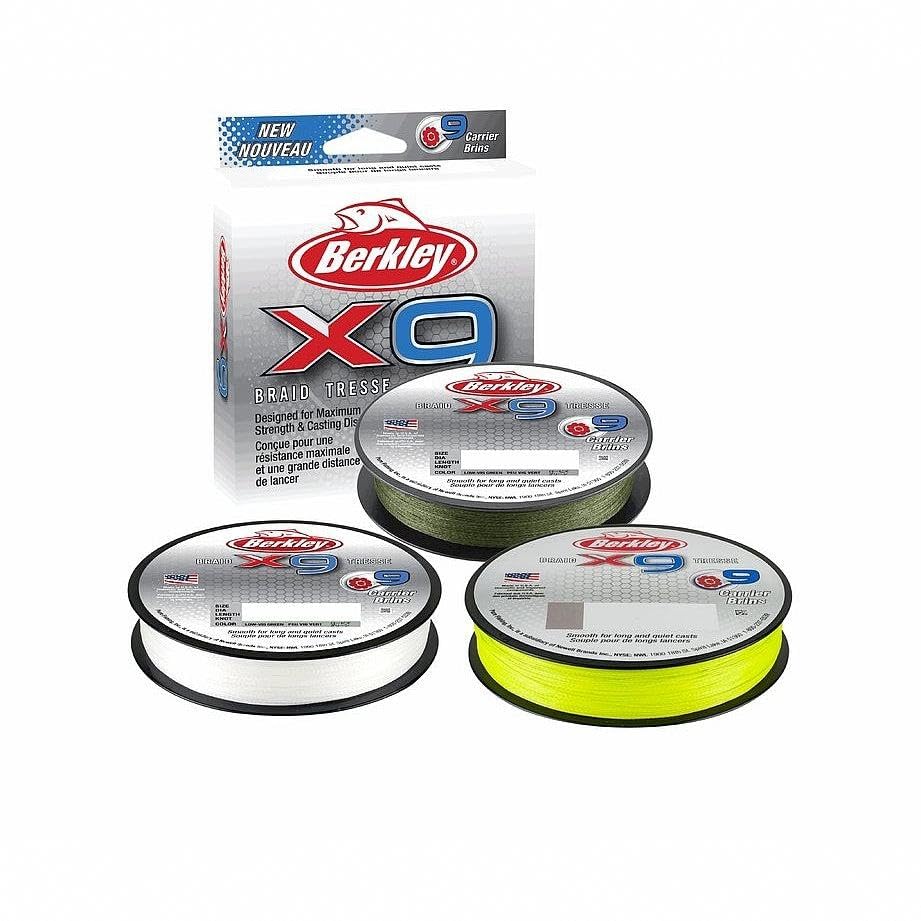 Berkley x9 Braid Superline, Low-Vis Green, 20lb test | 37 lbC | 17.0kg, 2188yd | 2000m Fishing Line, Suitable for Freshwater and Saltwater Environments