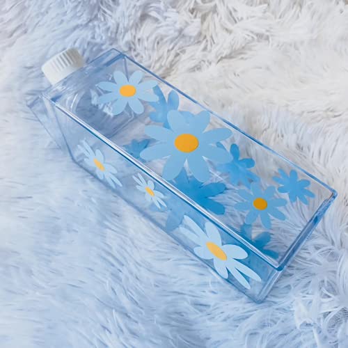 4 Pack Clear Milk Carton Water Bottles Creative Square Plastic Transparent Cup (4 Pack - Clear)