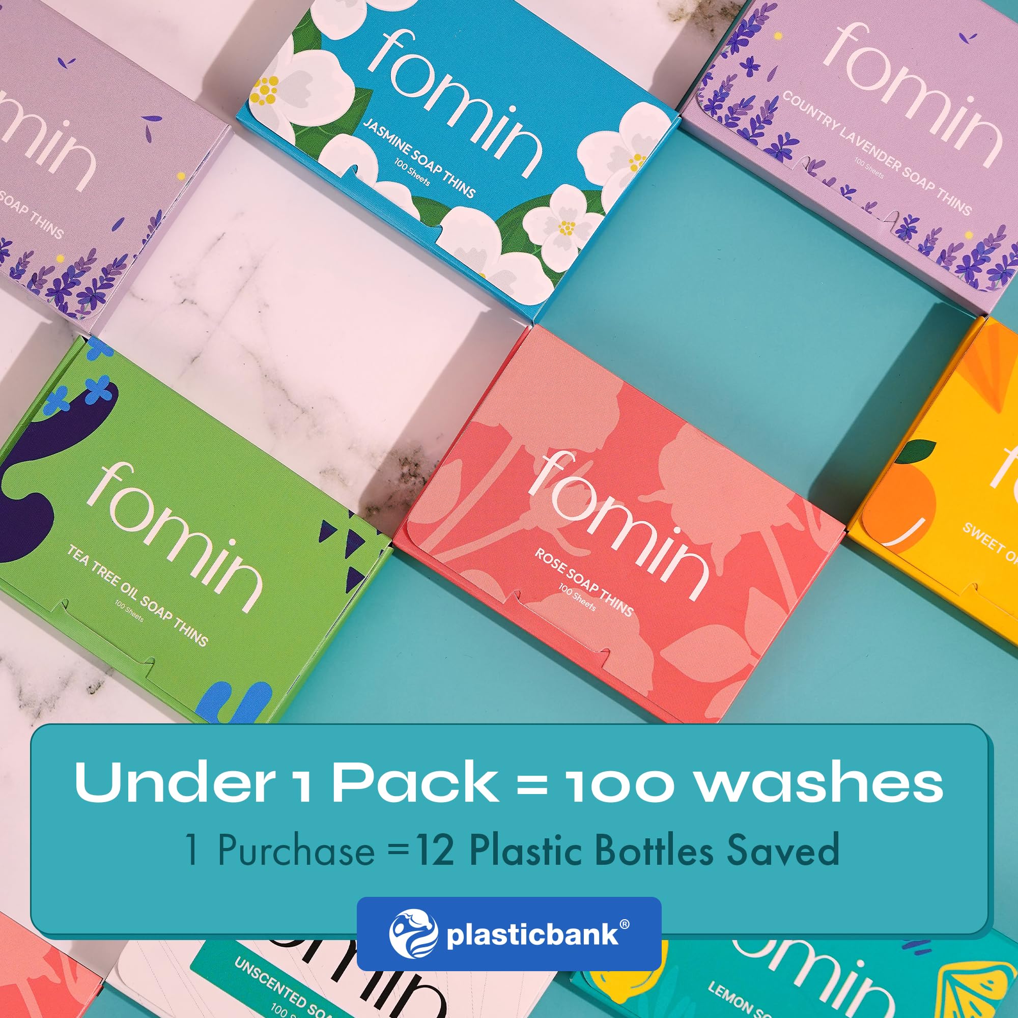 FOMIN - Antibacterial Paper Soap Sheets for Hand Washing - (300 Sheets) Unscented Portable Travel Soap Sheets, Dissolvable Camping Mini Soap, Portable Hand Soap Sheets