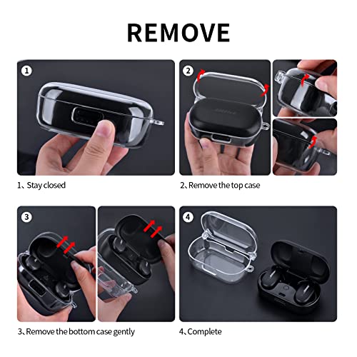 Bose QuietComfort Earbuds Case Cover, Filoto Hard Protective Case for Bose QuietComfort Noise Cancelling Earbuds with Carabiner Keychain Accessories for Men Women (Clear)