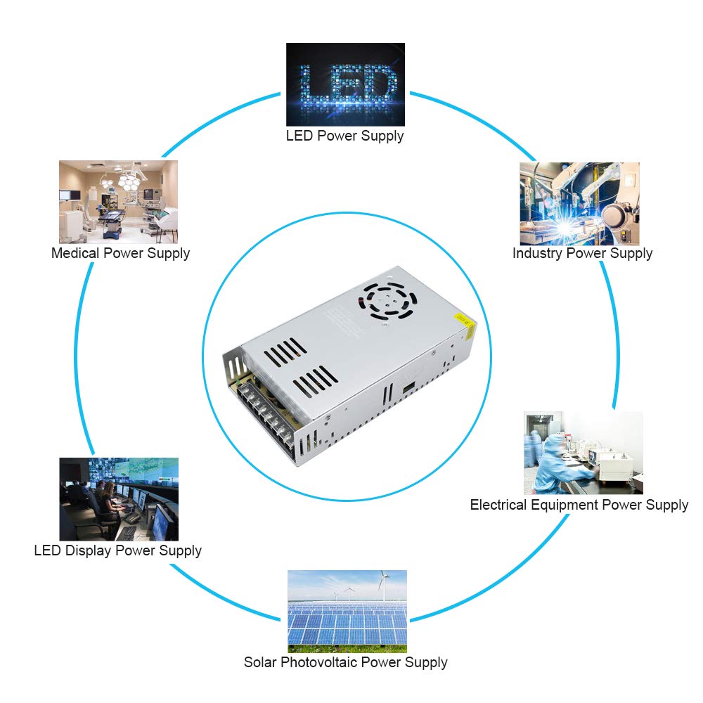 inShareplus 24V 16.5A 400W Universal Regulated Switching Power Supply, 100-240V AC to DC 24 Volt LED Driver, Converter, Transformer, Adapter for LED Strip Light, CCTV, Computer Project, 3D Printer etc