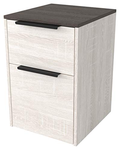 Signature Design by Ashley Dorrinson Modern Farmhouse Filing Cabinet with 2 Drawers, Whitewash & Brown