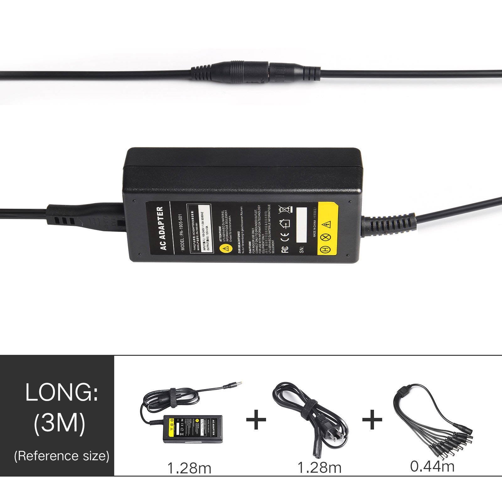 Fancy Buying New 12V 5A 60W DC Power Supply with a 8 Way CCTV Power Splitter Cable for CCTV Cameras,LED Srip Light (1 Piece)