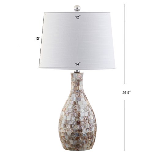 JONATHAN Y JYL1054A Verna 26.5" Seashell LED Table Lamp Coastal Contemporary Bedside Desk Nightstand Lamp for Bedroom Living Room Office College Bookcase LED Bulb Included, Ivory/Beige