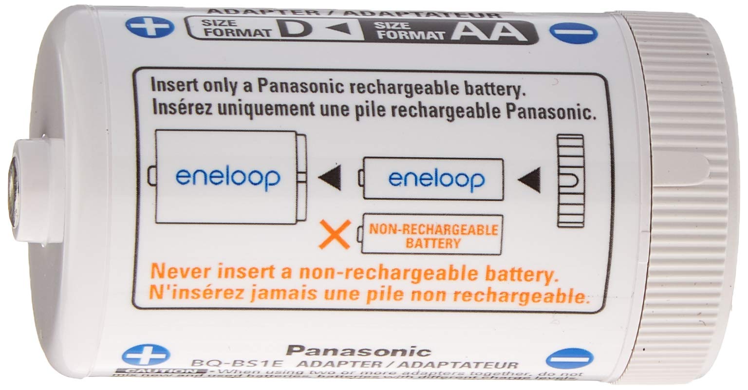 Eneloop Spacers 8 C Size Spacers & 8 D Size Spacers for Use with Ni-MH Rechargeable AA Battery Cell Pack of 16