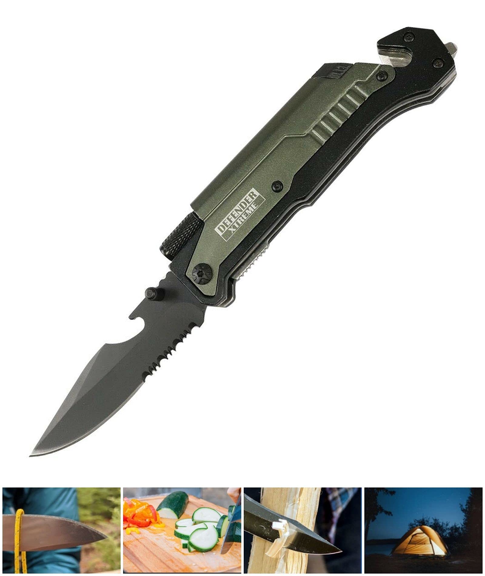 8.5" Tactical Multi-Functional Open Folding Pocket Knife With Fire Starter Outdoor Survival Hunting Knife for Camping by Survival Steel