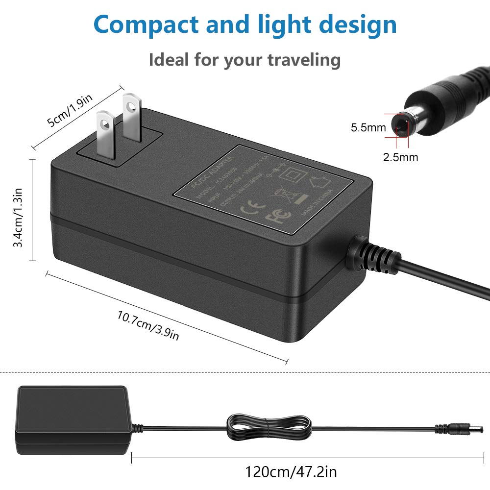 SHNITPWR 24V Power Supply 3A 72W AC/DC Adapter 100V~240V AC to DC 24 Volt 72W 3amp 2.7A 2.5A 2A Converter Transformer with 5.5x2.5mm Plug for LED Lights CCTV Camera LCD Monitor Humidifier DC Motor
