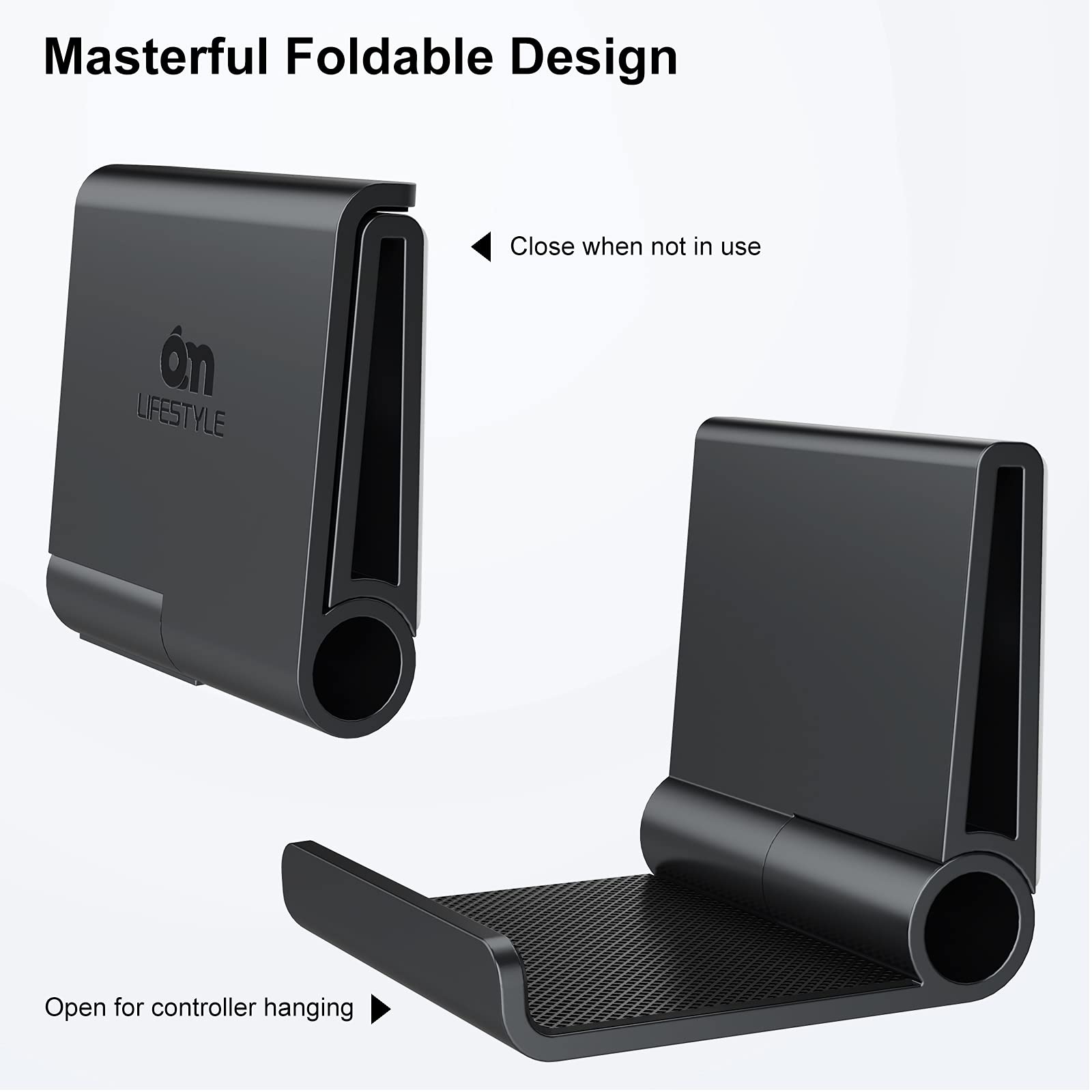 4 Pack Foldable Controller Holder Wall Mount for Xbox Switch Pro PS5 PS4 PS3 Strong Adhesive/Screw Upgraded Controller Stand Hanger with Anti-slip Pad Universal Game Controller & Headphone Accessories