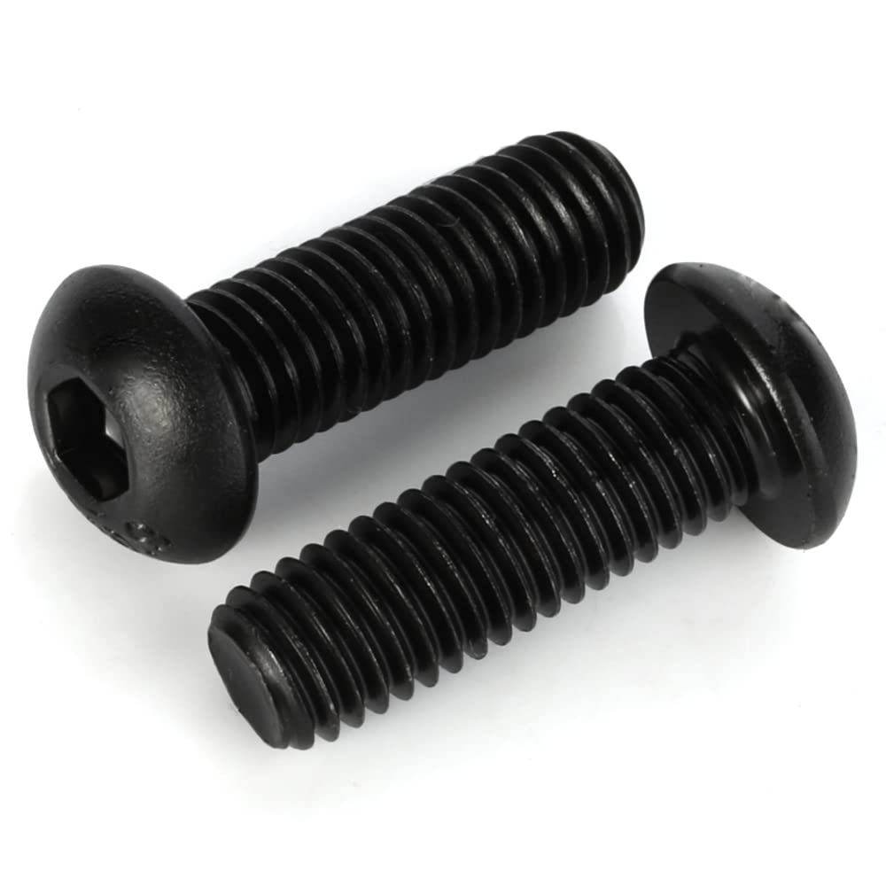 M6 x 20mm/25mm/30mm/35mm/40mm Button Head Socket Cap Screw Kit Assortment, Alloy Steel Grade 10.9, Allen Hex Drive, Fully Threaded, 50 PCS
