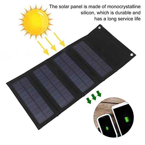 40W Portable Solar Phone Charger, USB Foldable Solar Charger with 4 Solar Panels, Fast Bank for Smartphones, Tablets, Camping Hiking Backpacking Horseback