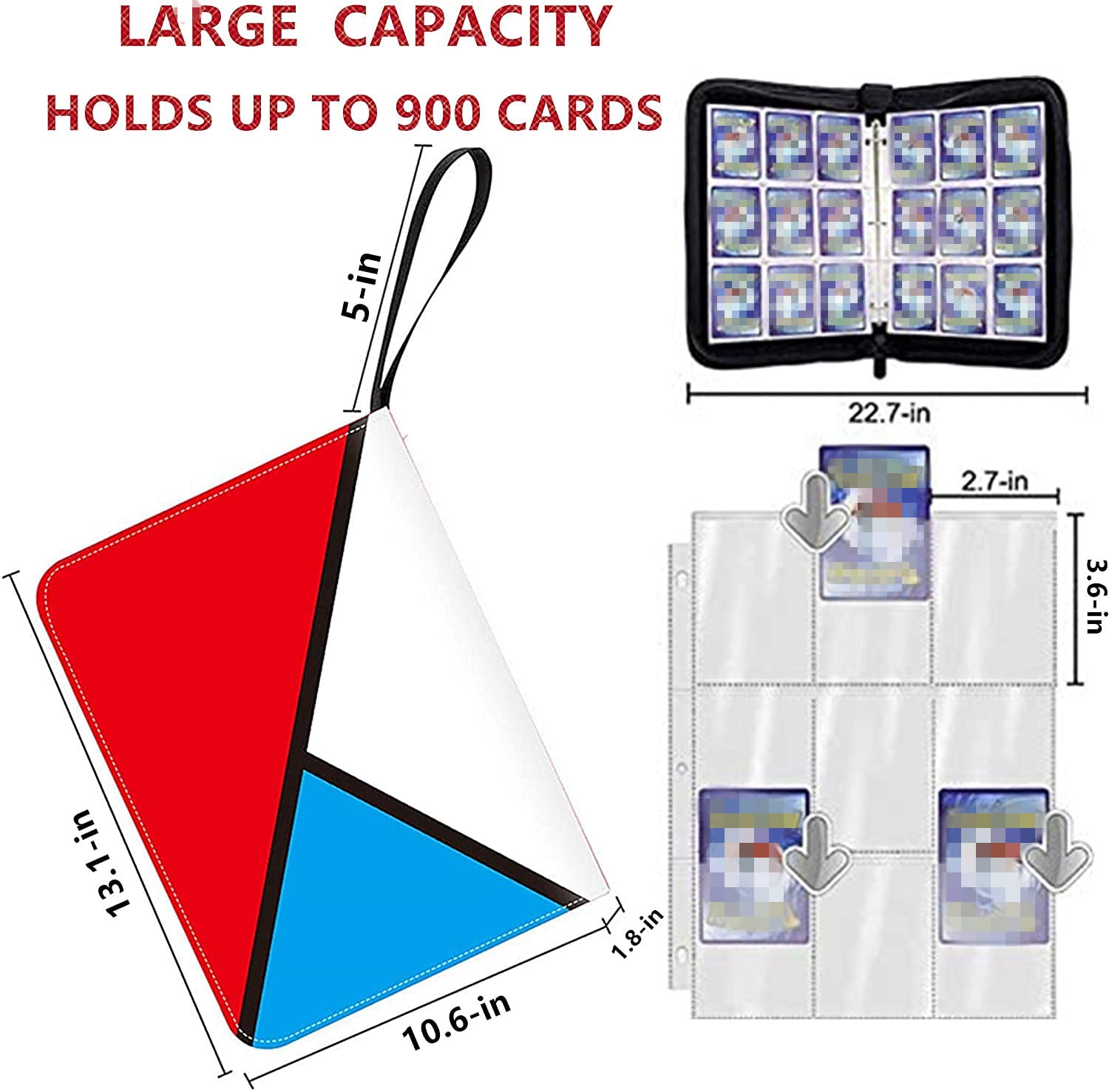 Card Binder Holder,Carrying Case Binder, Holds Up to 900 Cards - Trading Cards Collectors Album with 50 Premium 9-Pocket Pages