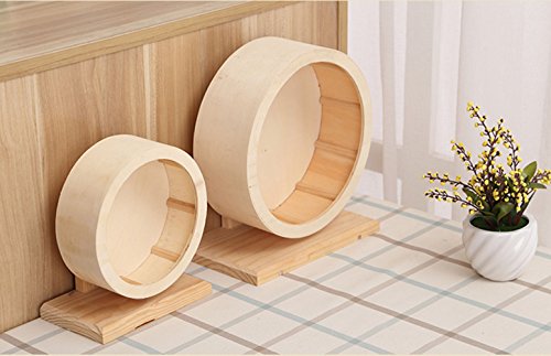 OMEM Hamster Exercise Wheel,Small Animals Running Toy Suitable for Rat, Pig, Chinchilla, Gerbil, etc. pet Wooden Harmless, Handmade (L)