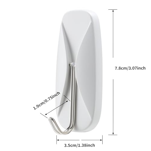 ALOCEO Kitchen Wall Hooks, No Damage Sticker Hooks, Plastic Hooks for Shower, Bathroom, Removable Hooks for Hanging up to 2.2 lbs, 12 White Hooks and 13 Adhesive Strips