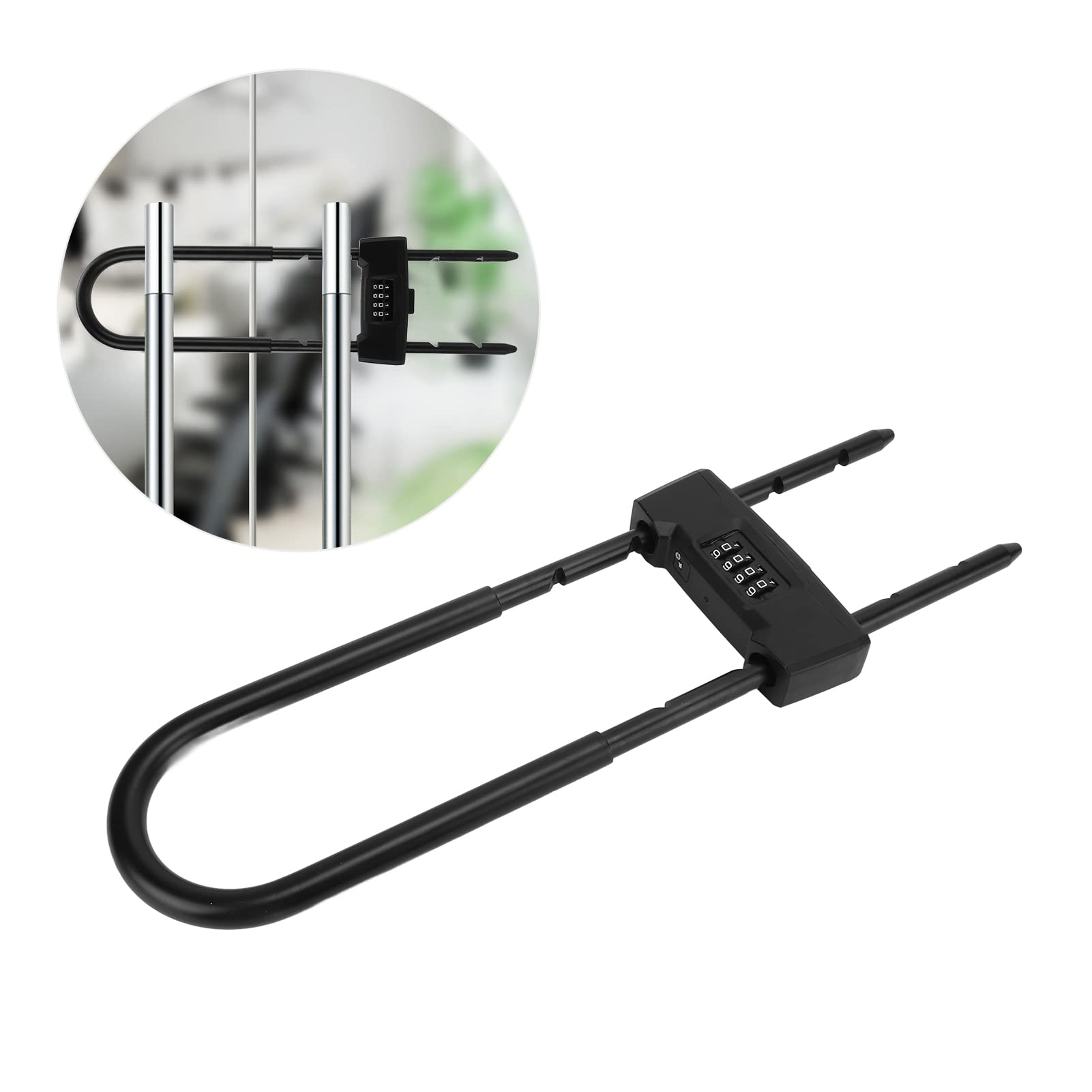4 Digit U Lock, Bicycle Combination Padlock with Long Shackle, Heavy Duty Anti Theft U-Shape Security Code Lock, for Mountain Bike Glass Door Motorcycle