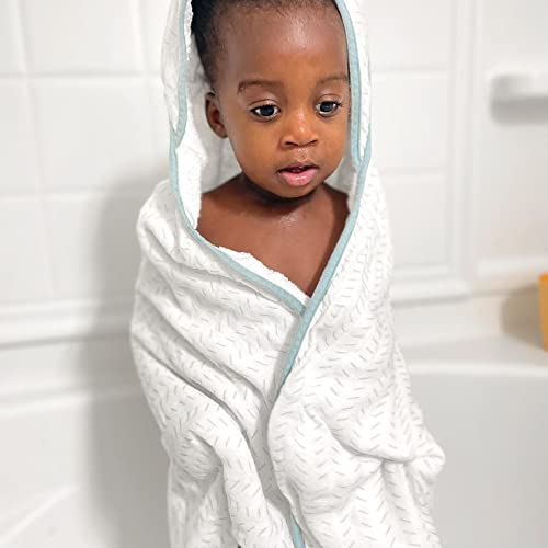 Bamboo Baby Hooded Towel and Washcloth Set, Perfect for Babies or Toddlers, Soft & Absorbent (Greenish)