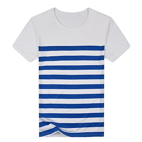 YOMXL Men's Striped T-Shirt, Cotton Tops Casual O-Neck Short Sleeve Tee Shirts Classic T-Shirt Blue