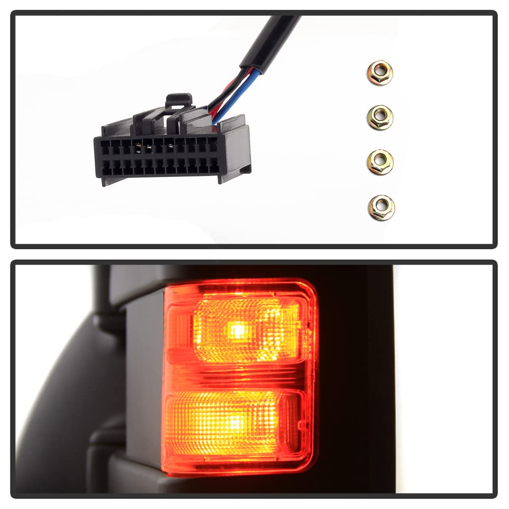 ACANII - Telescoping Manual Non Heat Trailer Towing Mirrors LED Signal Left+Right For 2008-2016 Ford F250~F550 SuperDuty