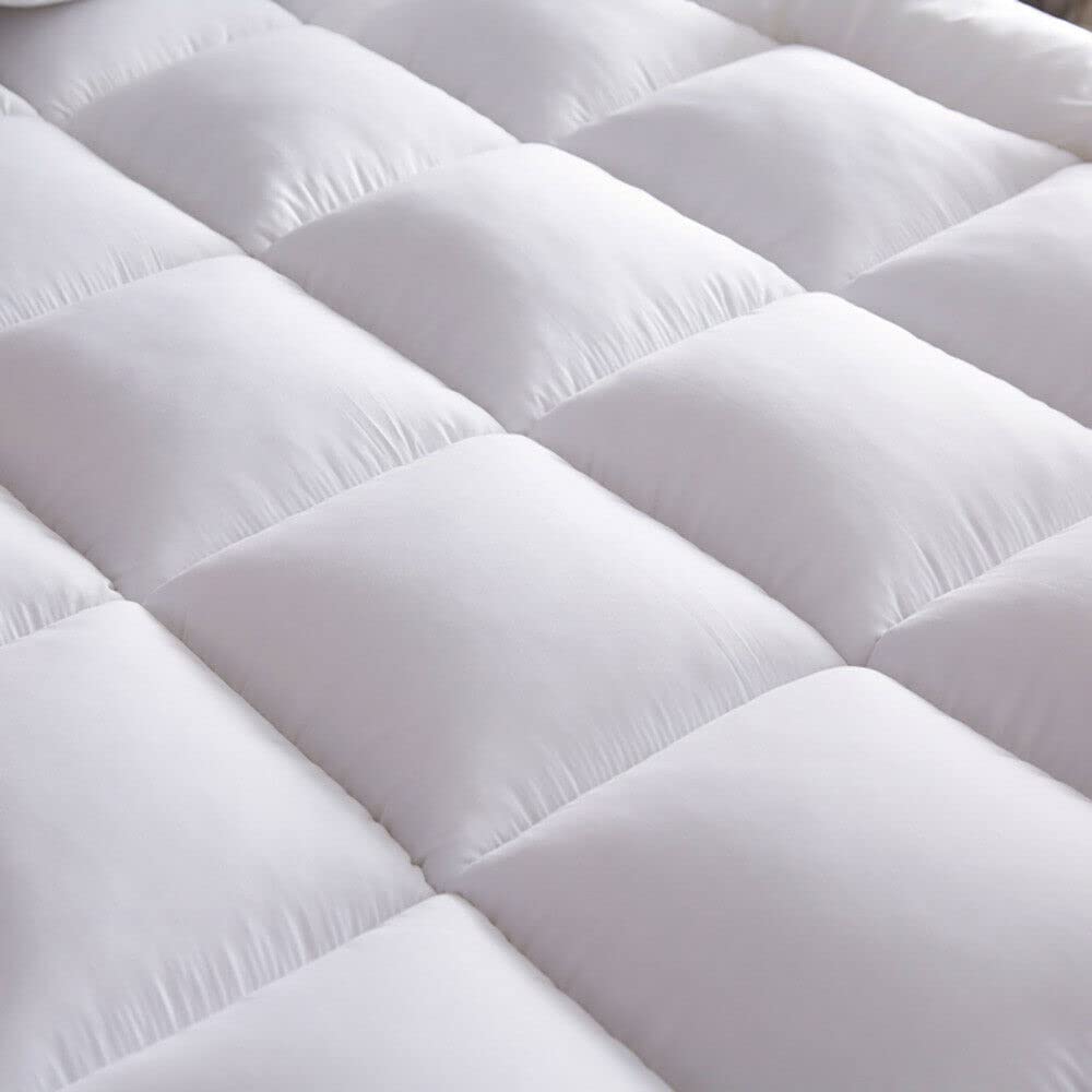 King Quilted Mattress Pad Cover, Pillow Top Mattress Cover, Mattress Protector Cotton Top with Deep Pocket Cooling Mattress Topper (King, White)