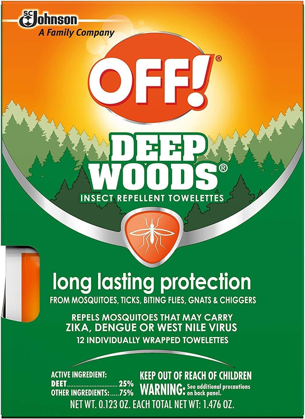 OFF! Deep Woods Insect Spray Towelettes, 12 Count (Pack of 8)