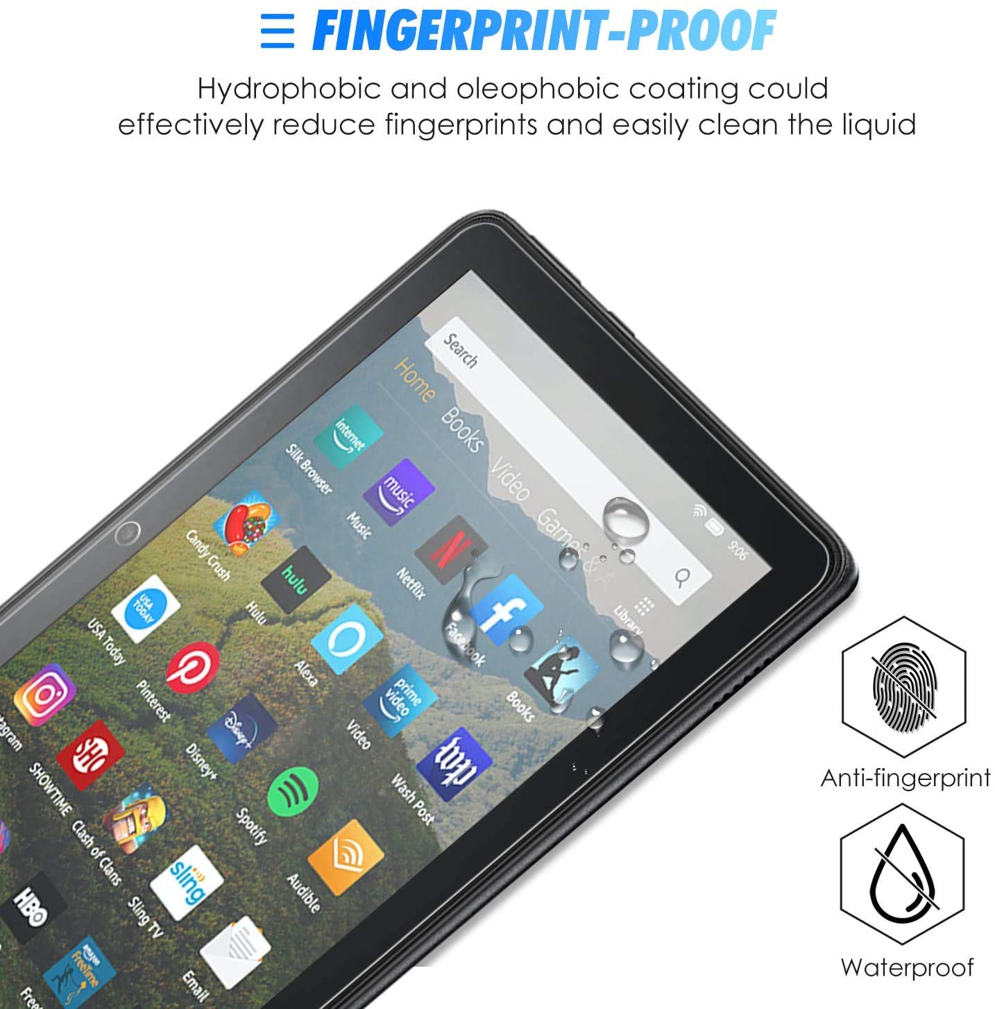 TANTEK [2-Pack Screen Protector for All-New Fire HD 8/HD 8 Plus/HD 8 Kids (10th gen, 2020 release),8-Inch,Tempered Glass Film,Ultra Clear,Anti Scratch,Bubble Free