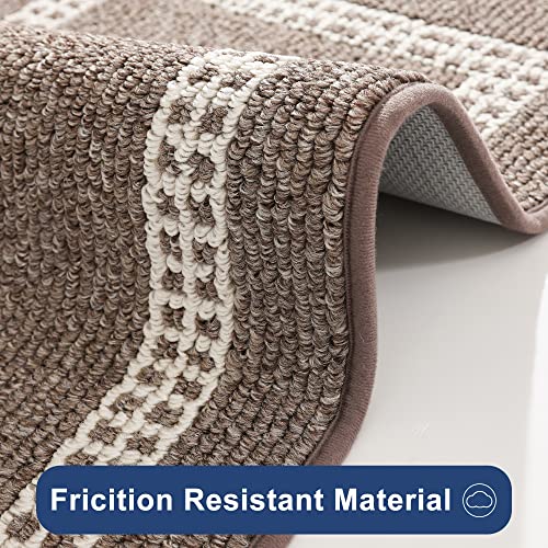 COSY HOMEER Kitchen Floor Mats[2 PCS] for in Front of Sink Super Absorbent Kitchen Rugs and Mats 48x20 Inch/30X20 Inch Non-Skid Kitchen Mat Standing Mat Washable,Polypropylene,Brown