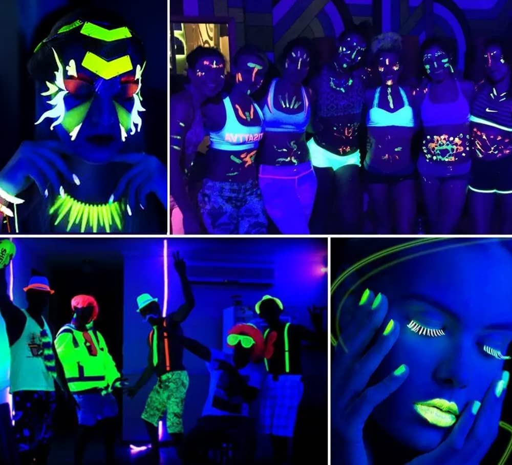 6PCS Glow in The Dark Face Paint Crayons UV Neon sign Halloween Carnival Night glow makeup Paint - Safe, Washable,