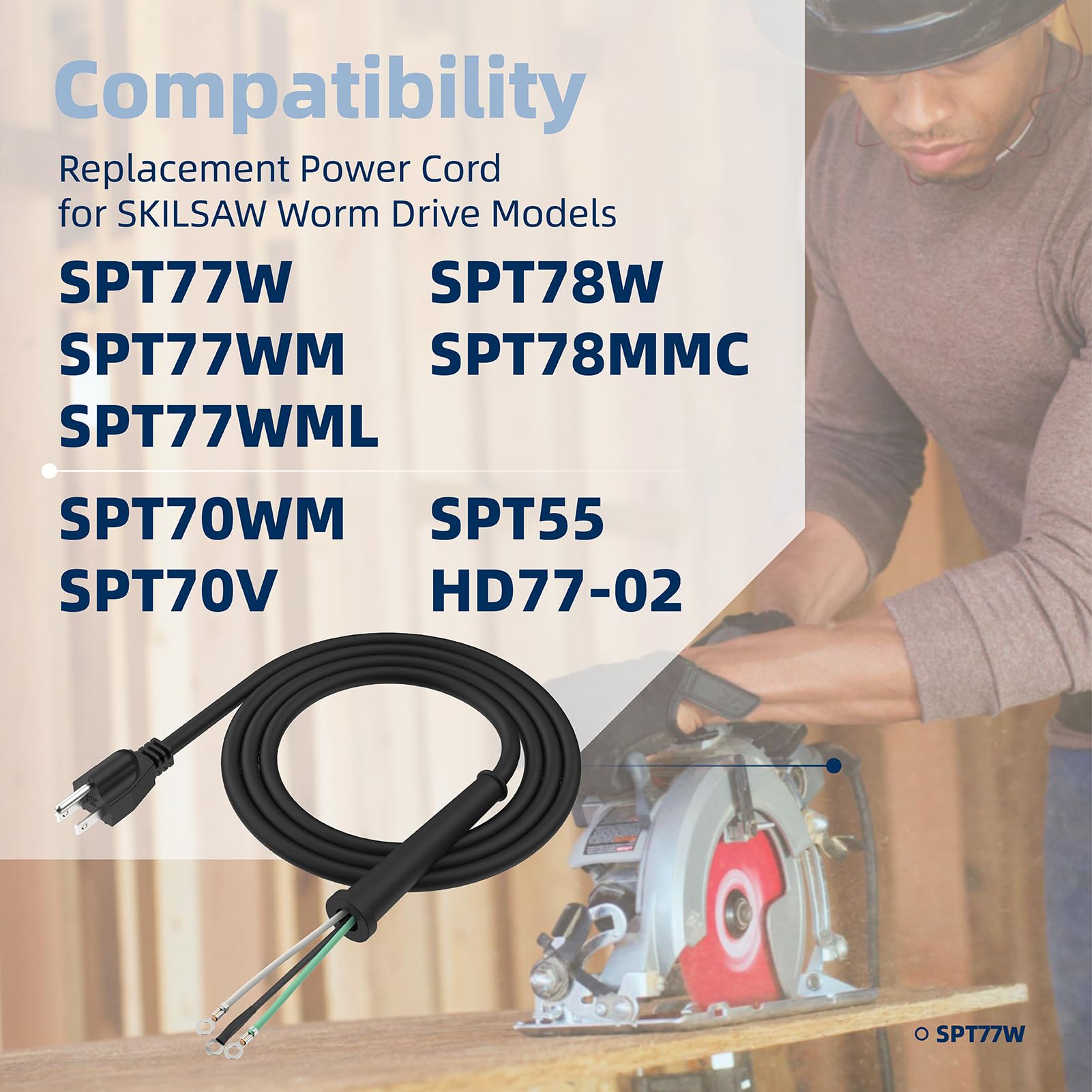 95104L Replacement Cord Compatible with SKILSAW Worm Drive Saw SPT77WM SPT78W Circular Saw Power Cord Parts,Heavy Gauge for SKIL SAW Power Tool Replacement Assembly Accessories