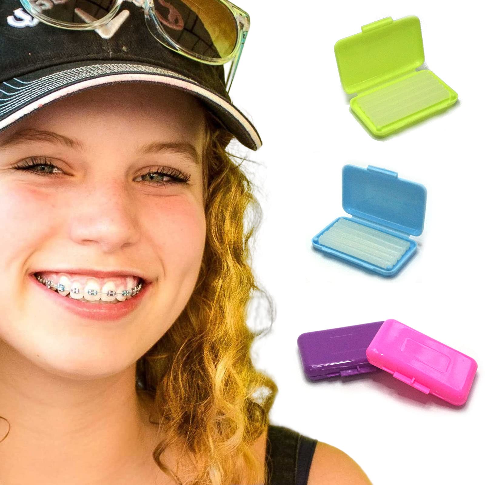 8 Boxes Dental Oral Care Orthodontics Wax for Brace Wearers Flavored Gum Protection (Lemon Scent, Mint Scent, Grape Scent, Strawberry Scent)