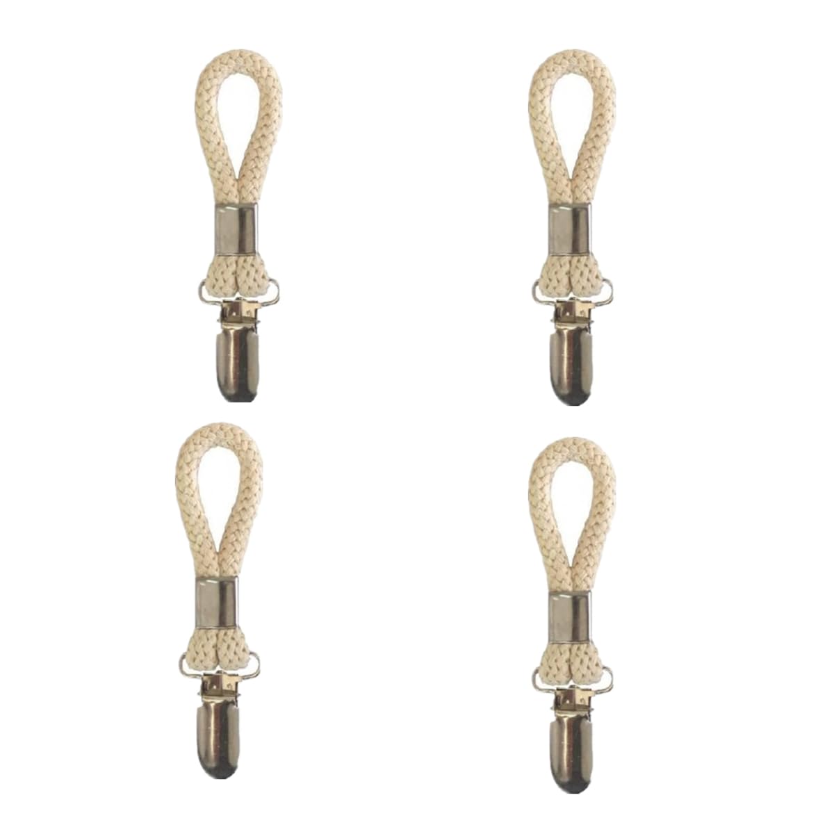 Xzhixiao 4pcs Rust-Resistant Metal Cotton Rope Towel Clips, Hanging Clips for Drying Towels and Other Fabric Items, Suitable for Home Bathrooms