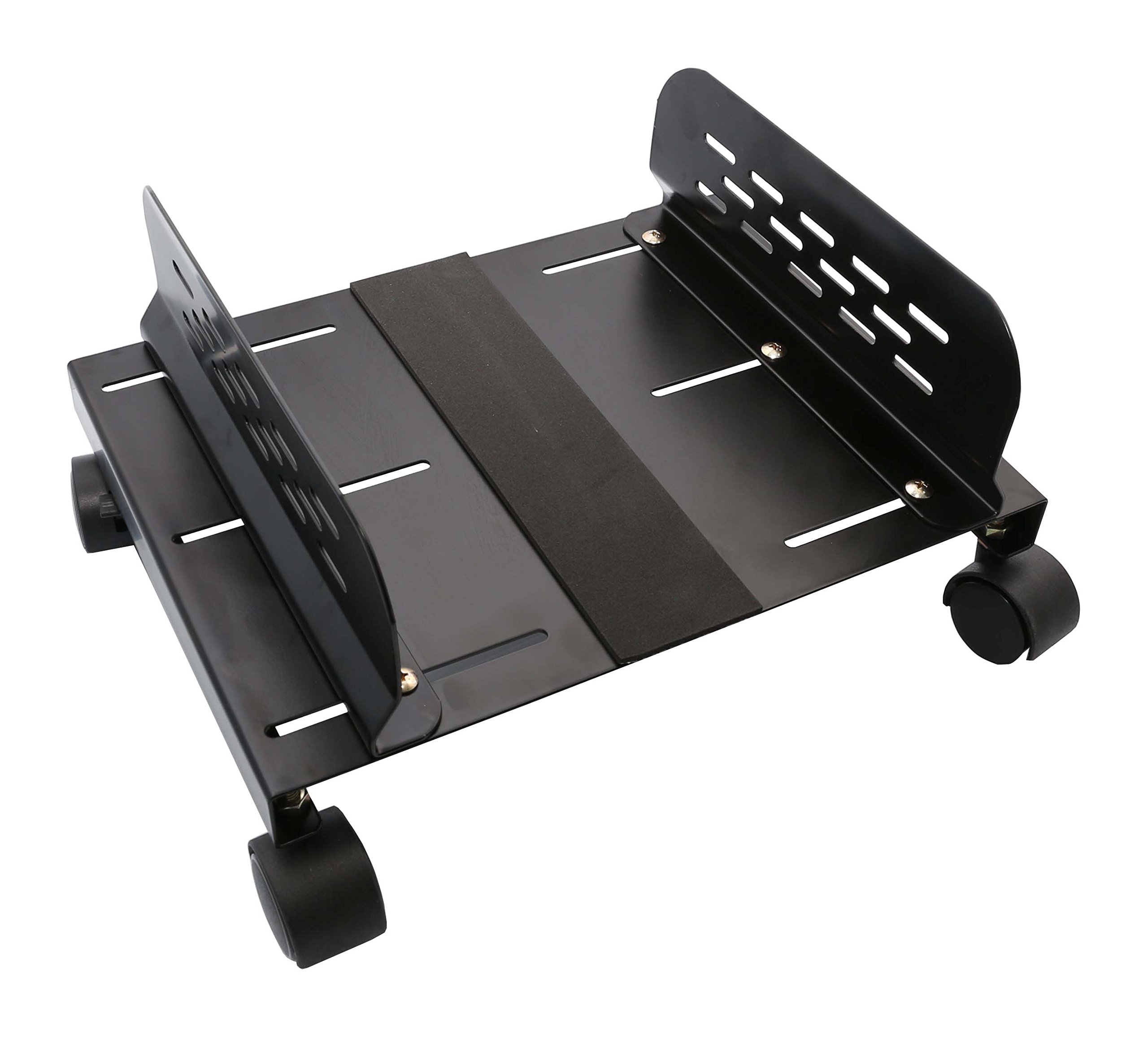 IO Crest Mobile Desktop Tower Computer Metal Floor Stand Rolling Caster Wheels with Tall Support Walls and Adjustable Width from 5" to 13"