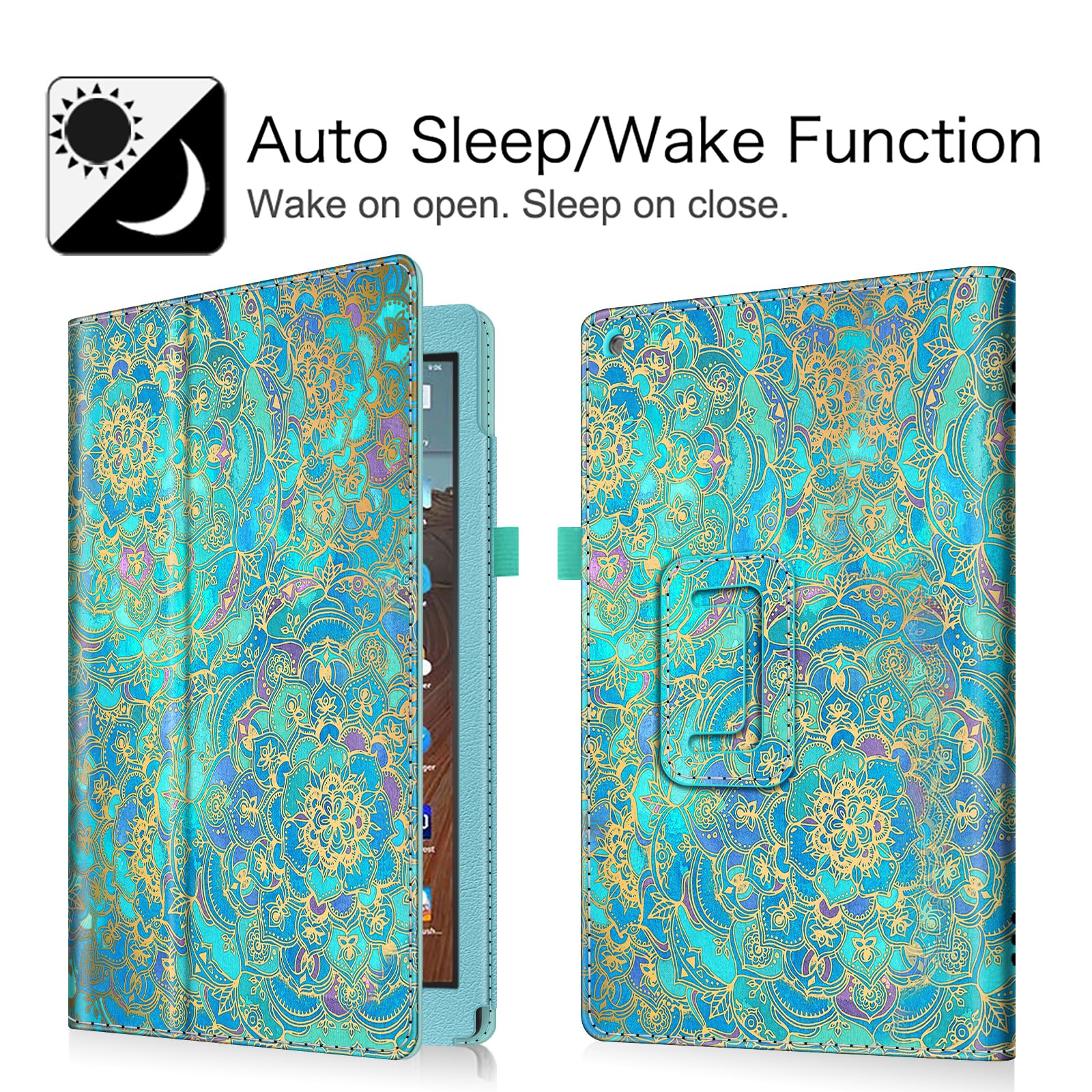 Fintie Folio Case for Amazon Fire HD 10 Tablet (Compatible with 7th and 9th Generations, 2017 and 2019 Releases) - Premium PU Leather Slim Fit Stand Cover with Auto Wake/Sleep, Shades of Blue