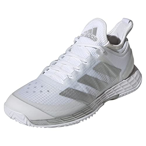 adidas Women's Adizero Ubersonic 4 Tennis Shoe, White/Silver Metallic/Grey, 7